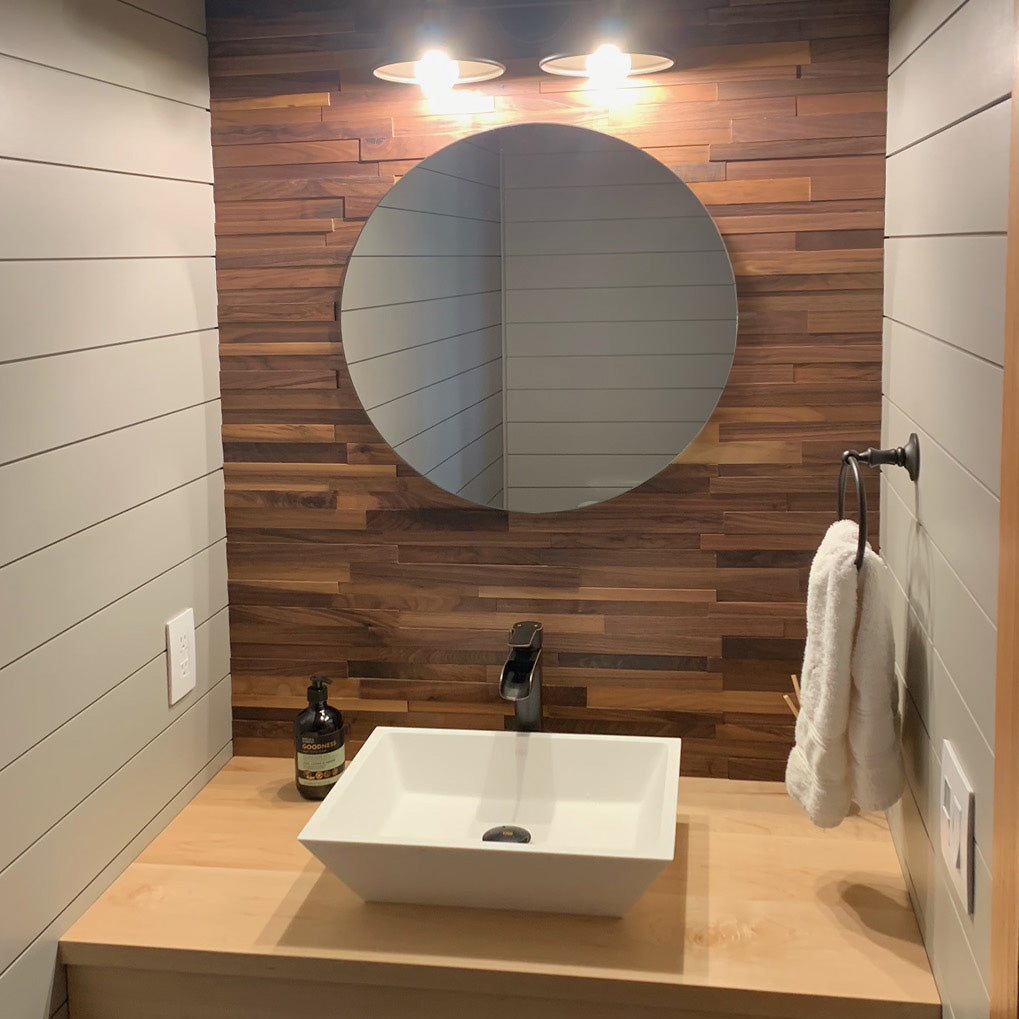 3D Stacked Natural Walnut – LuxeWall