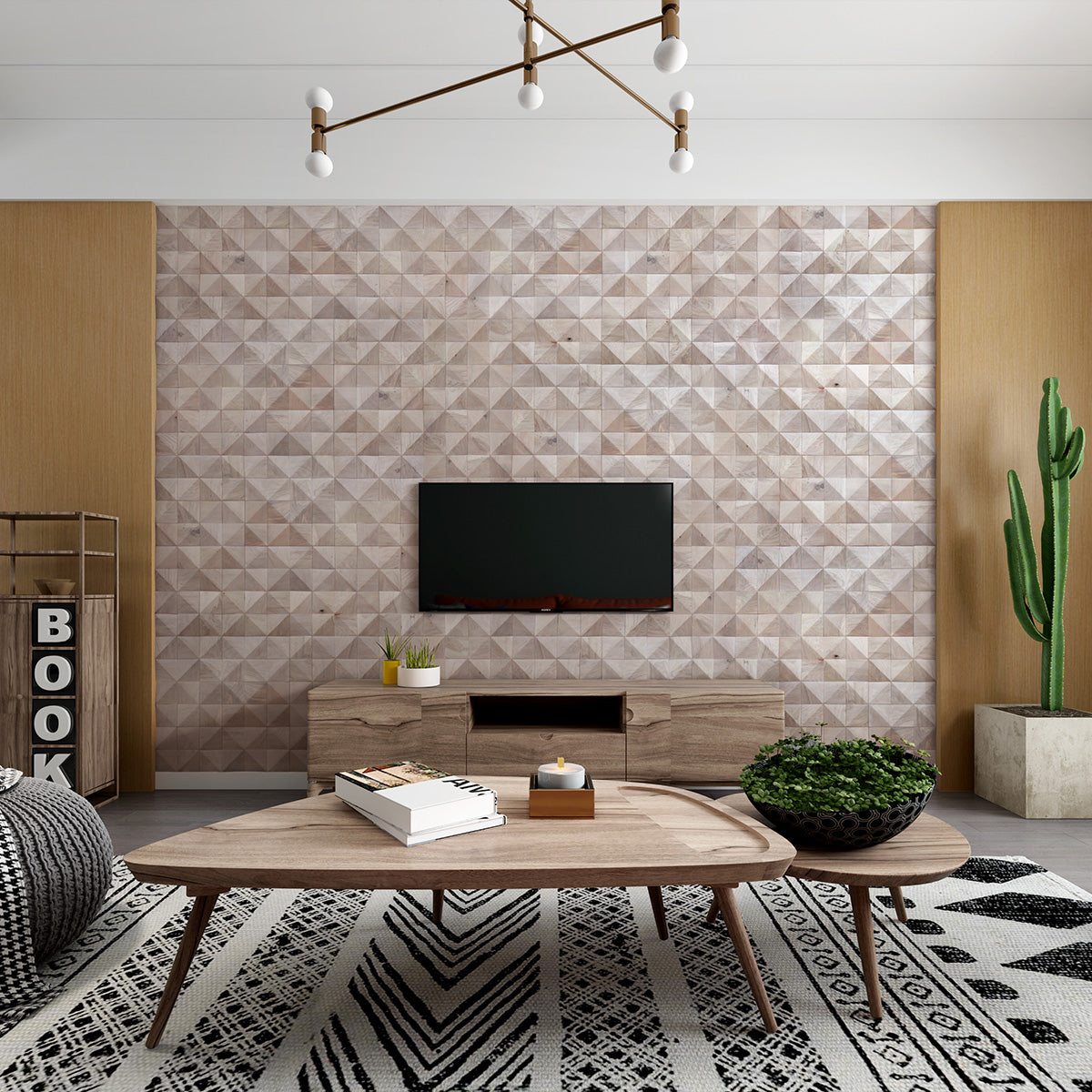 3D Diamond Polar White Oak – LuxeWall