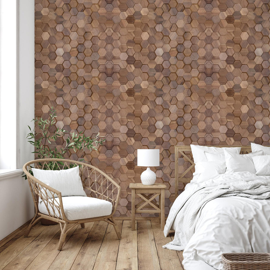 Hex Natural Walnut Walling – LuxeWall