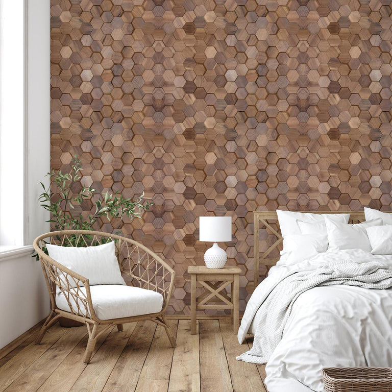 Hex Natural Walnut Walling – LuxeWall