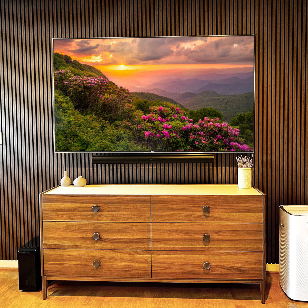 Warm Oak Acoustic Slat Panels 120" length – LuxeWall