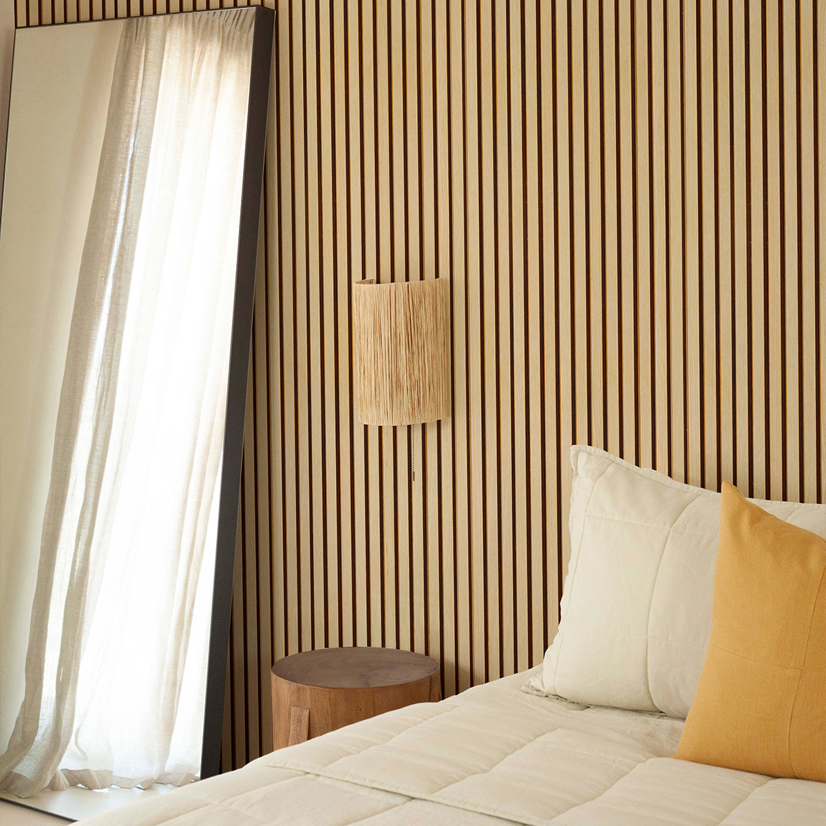 Natural Oak Acoustic Slat Panels 118" – LuxeWall