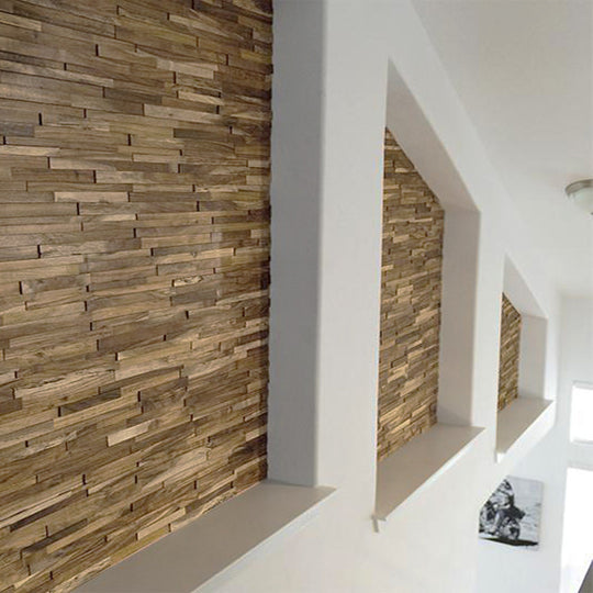 3D Stacked Natural Walnut – LuxeWall